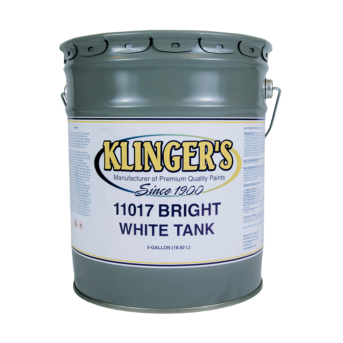 K11017MR-5 (Klinger Paint) Paint-Bright White Tnk Enam Mldwres 5Gal