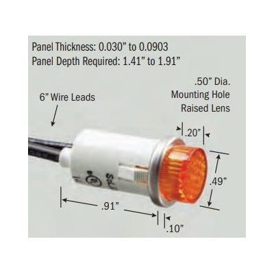 SL534166 (Selecta Switch) | Lens 1/2 125V Amber Raised Selecta | Wire